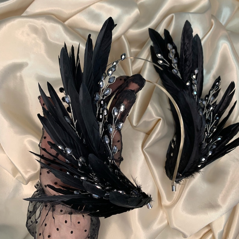 Feather Headdress Black Feather Tiara Burning Man Headpiece - Etsy