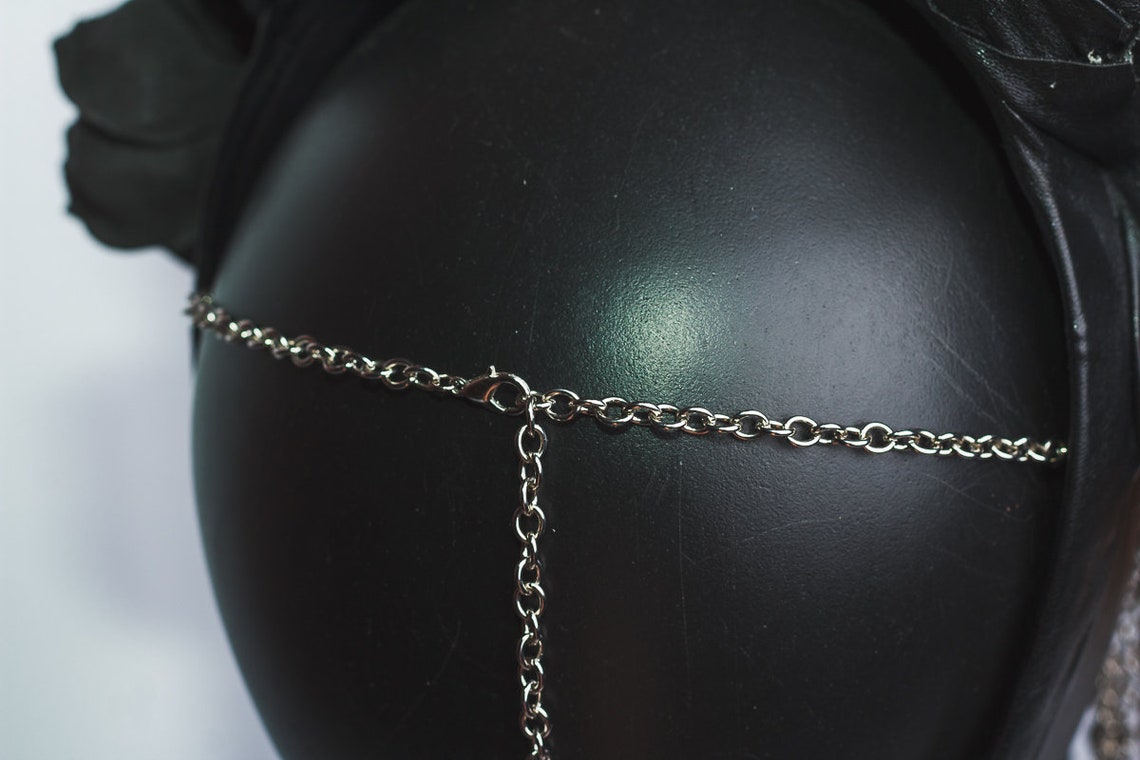 Burning man mask Face chain mask costume Black Gothic jewelry | Etsy