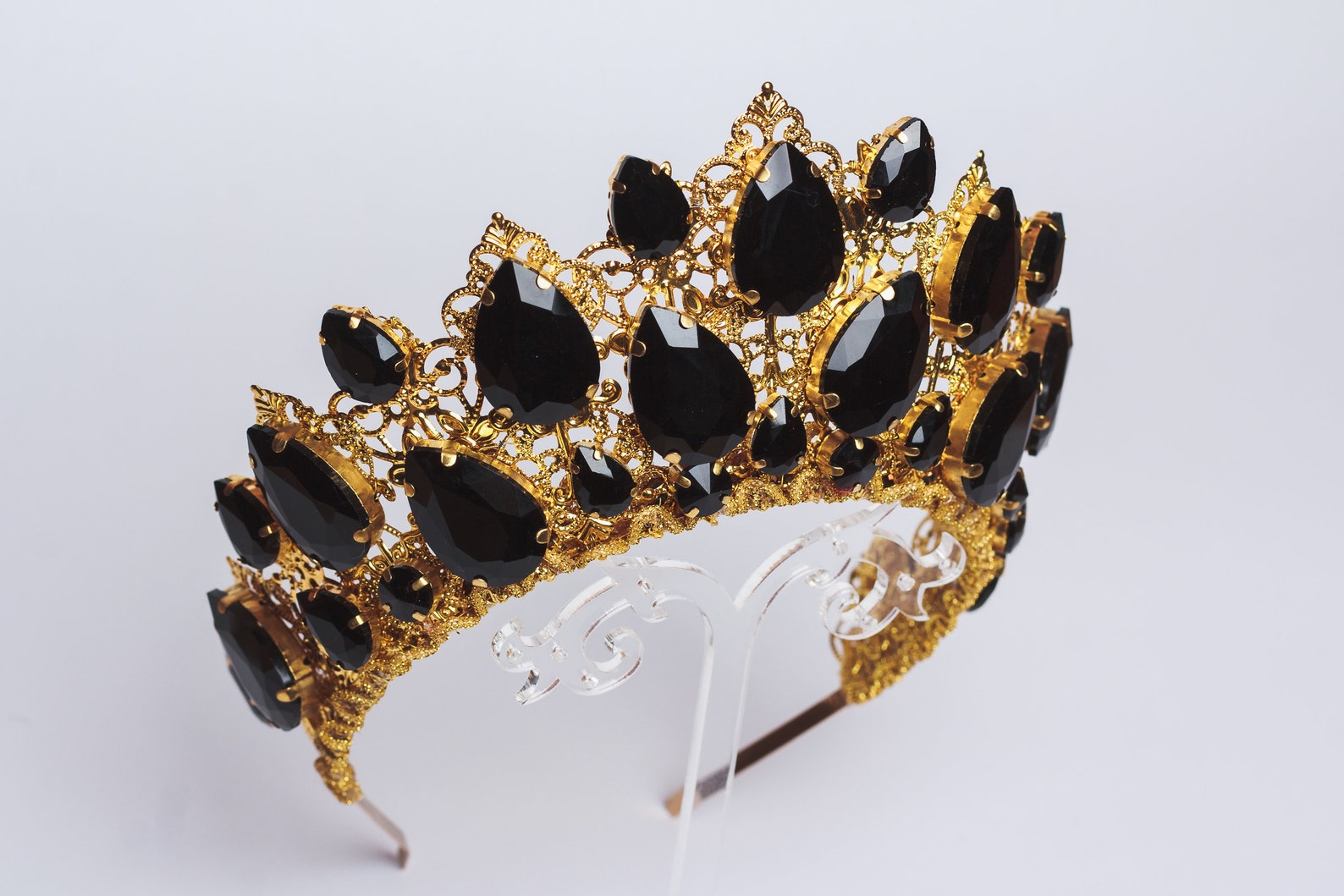 Gold black crown Gothic Baroque crown Medieval wedding crown | Etsy