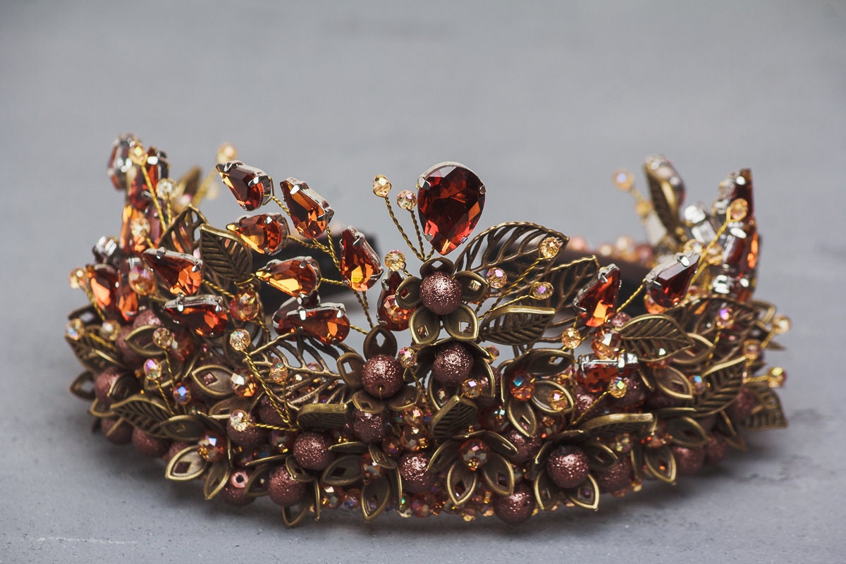 Fall Wedding Crown Bronze Bridal Tiara Brown Dolce Crown | Etsy
