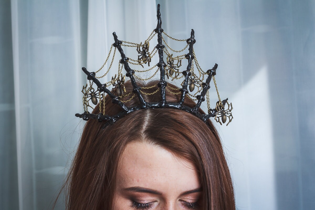 Black spider crown Halloween costume headdress Gothic diadem | Etsy