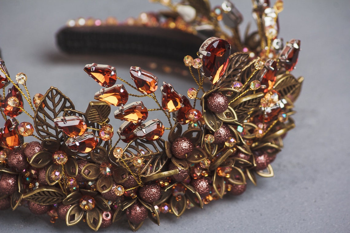 Fall Wedding Crown Bronze Bridal Tiara Brown Dolce Crown | Etsy