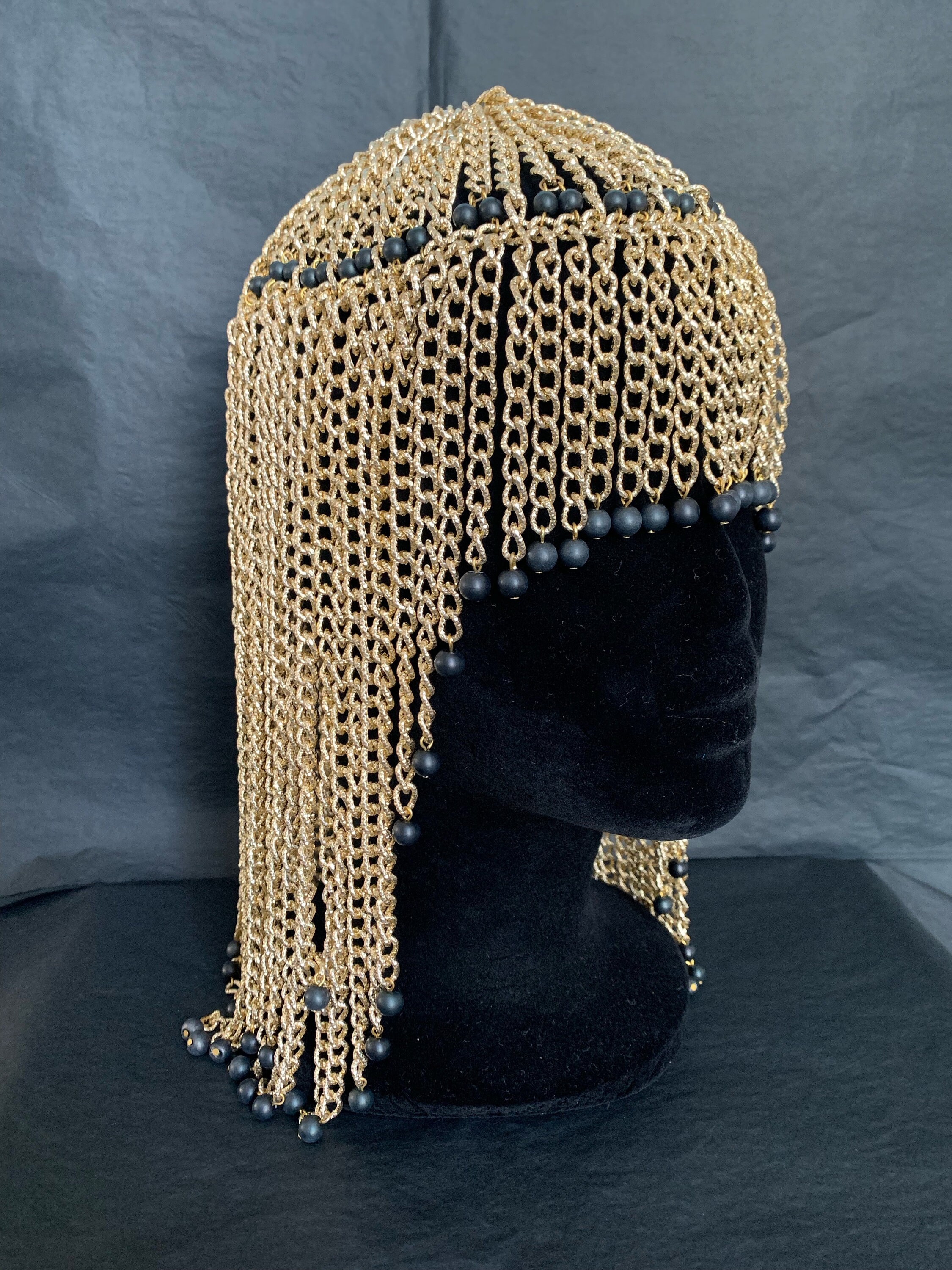 Gold Chain Wigs Gold Wig Gold Hair Chain Head Dress Fashion - Etsy