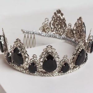 Black Crown Gothic Wedding Headpiece Silver Medieval Tiara Dolce ...