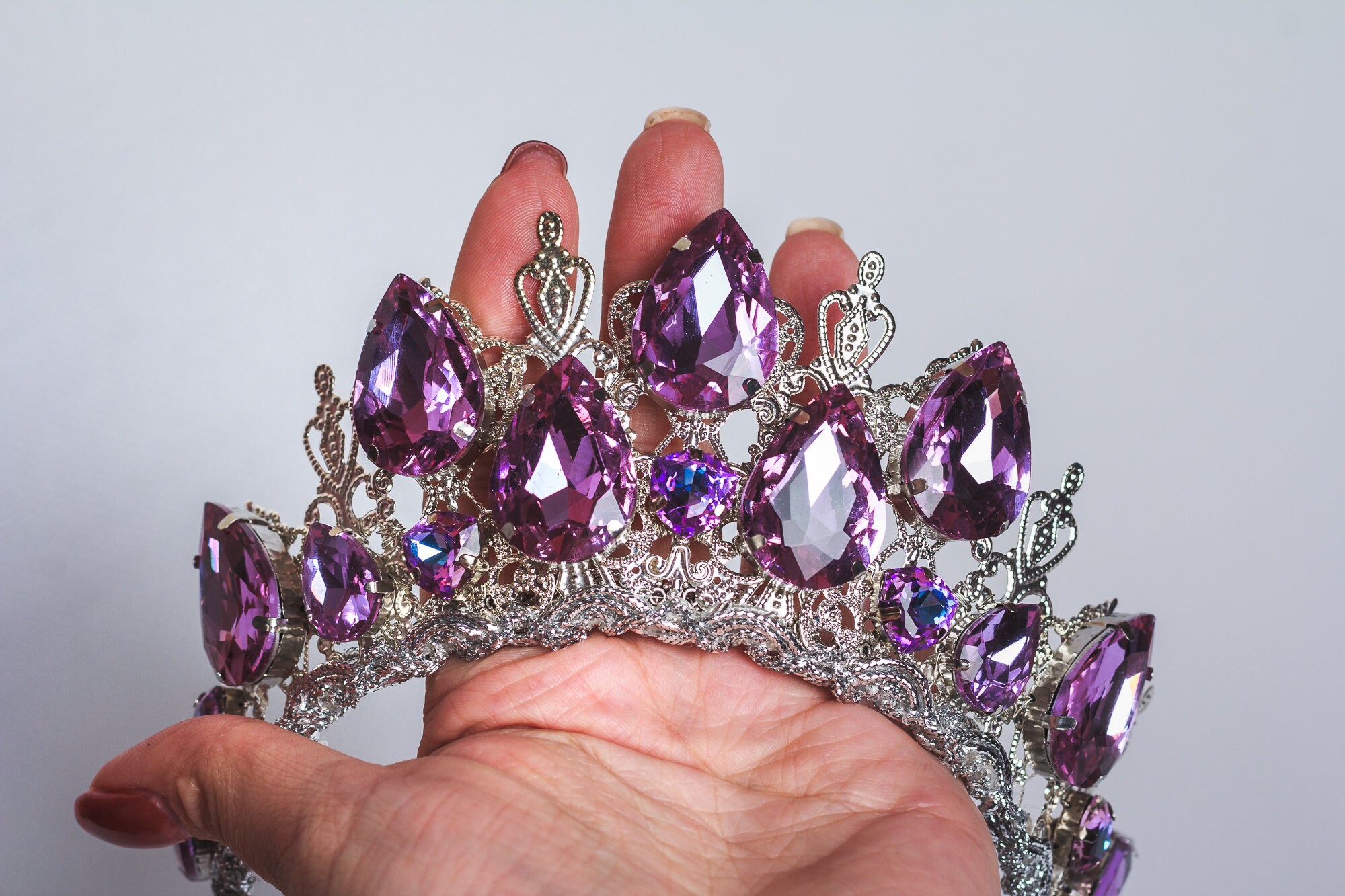 Wedding crown with purple stones Medieval Baroque crown High | Etsy