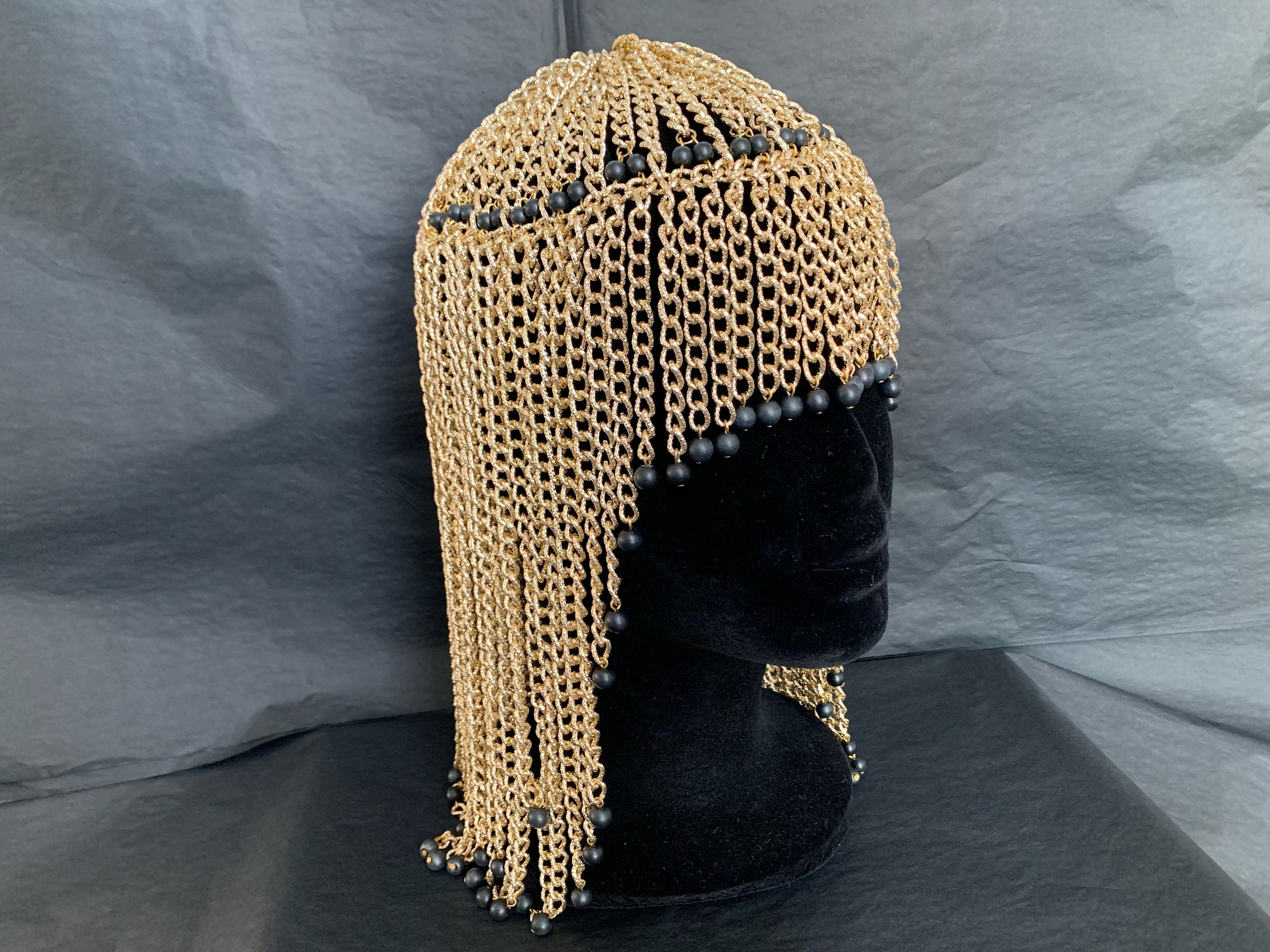 Gold Chain Wigs Gold Wig Gold Hair Chain Head Dress Fashion - Etsy