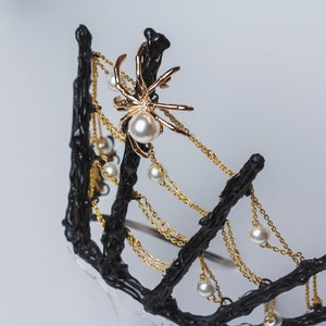Spider Crown Black Tiara Halloween Costume Headdress Gothic Black Widow ...