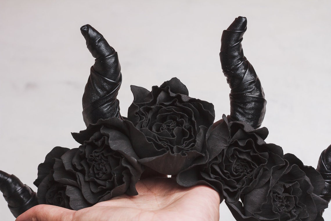 Demon Horns Costume Crown Halloween Devil Headdress Gothic - Etsy