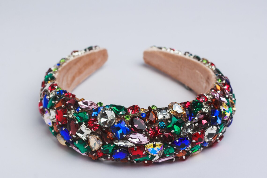 Jeweled headband Colorful beaded headbands for women Wedding | Etsy