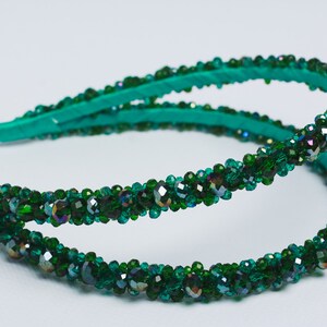 Bridal Thin Headband Double Band Tiara Emerald Beaded Headband Baroque ...