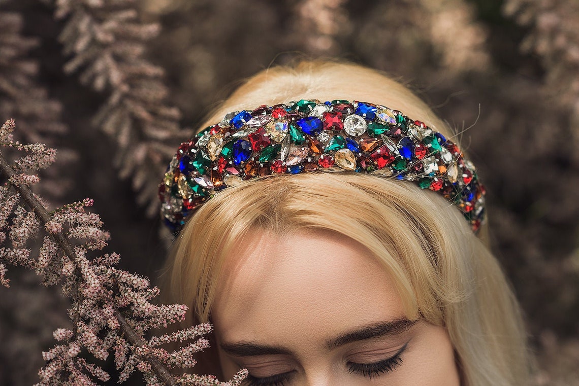 Jeweled headband Colorful beaded headbands for women Wedding | Etsy