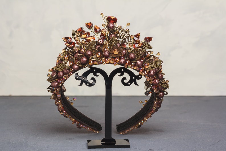 Fall wedding crown Bronze bridal tiara Brown dolce crown | Etsy