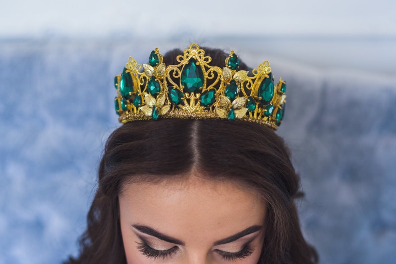 Emerald wedding crown Baroque bridal tiara Crystal Green | Etsy