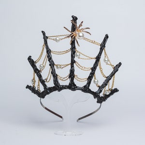 Spider Crown Black Tiara Halloween Costume Headdress Gothic Black Widow ...