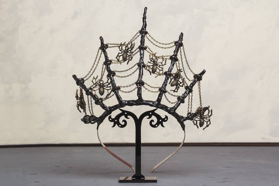 Black spider crown Halloween costume headdress Gothic diadem | Etsy