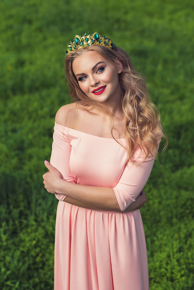 Emerald wedding crown Baroque bridal tiara Crystal Green | Etsy