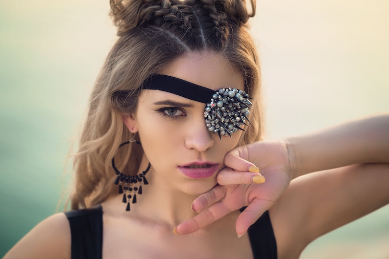 Burning Man Mask Eye Patch Decorated for Festival Jeweled - Etsy