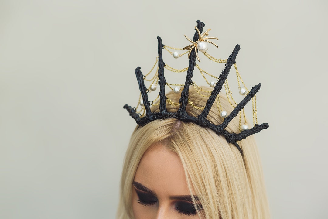 Spider Crown Black Tiara Halloween Costume Headdress Gothic Black Widow ...