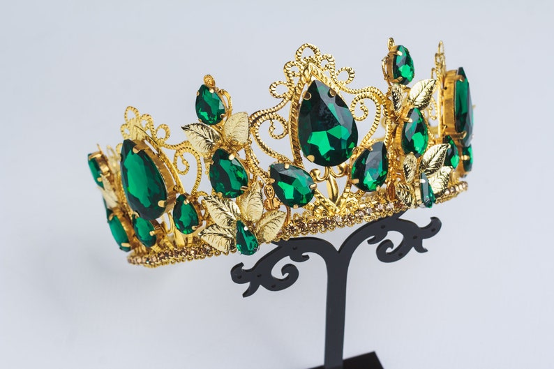 Emerald wedding crown Baroque bridal tiara Crystal Green | Etsy