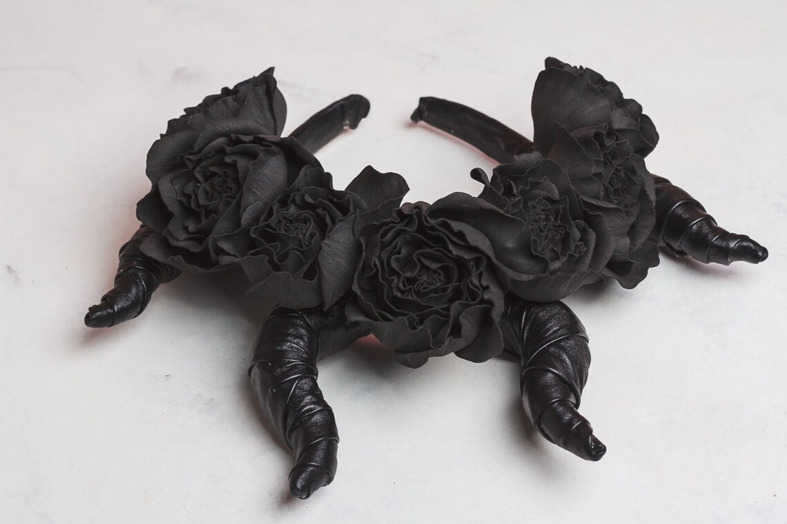 Demon Horns Costume Crown Halloween Devil Headdress Gothic - Etsy