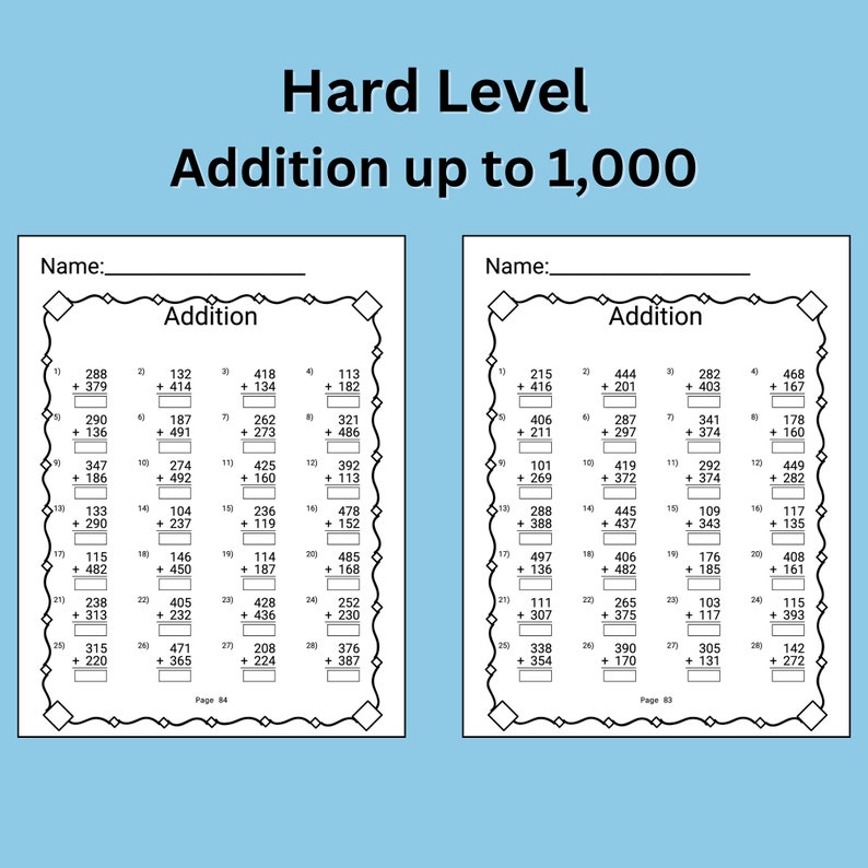 Second Grade Addition Worksheet Printable Homeschool Practice 3rd Grade ...