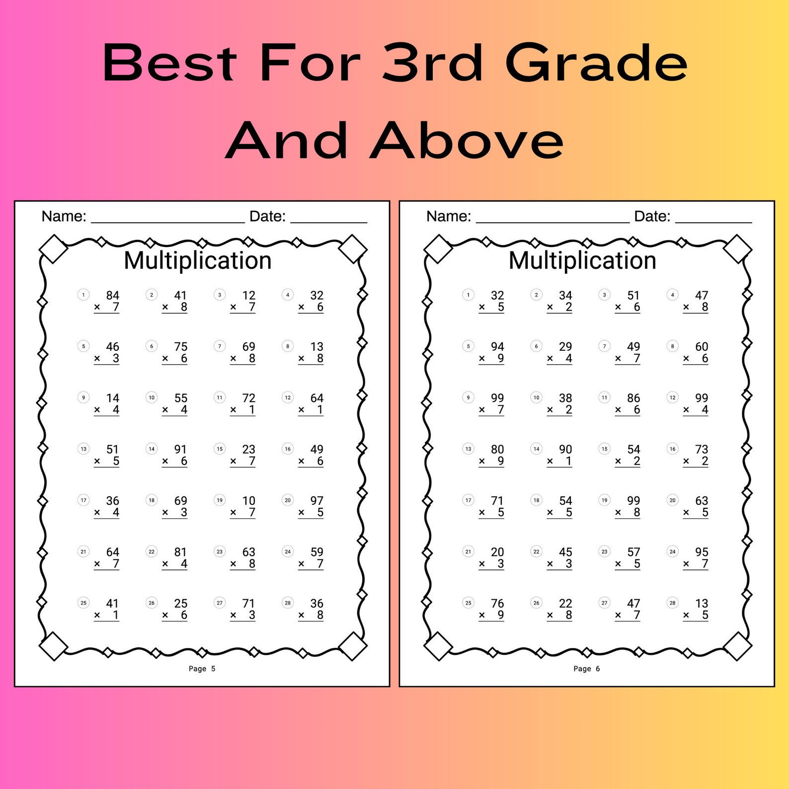 3rd Grade Math Multiplication Worksheet Chart Multiplication Table ...