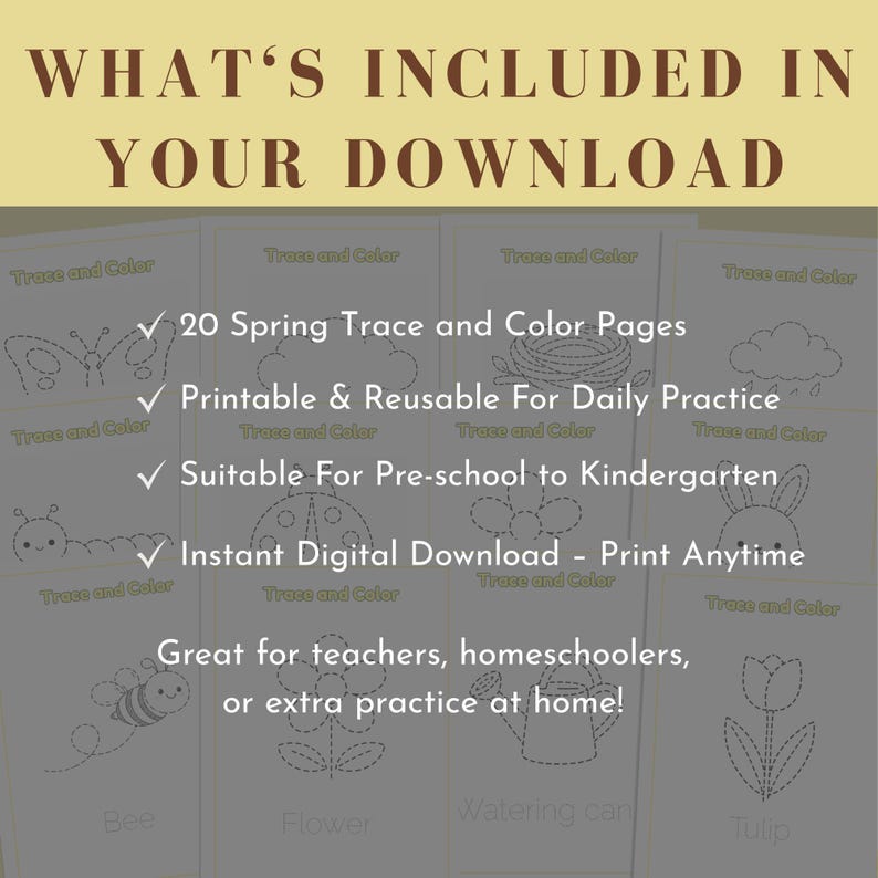 Spring Trace and Color Worksheets Tracing Worksheet Preschool Tracing ...