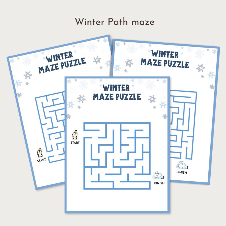 Winter Maze Printable Winter Maze Pack Winter Maze Worksheet Winter ...