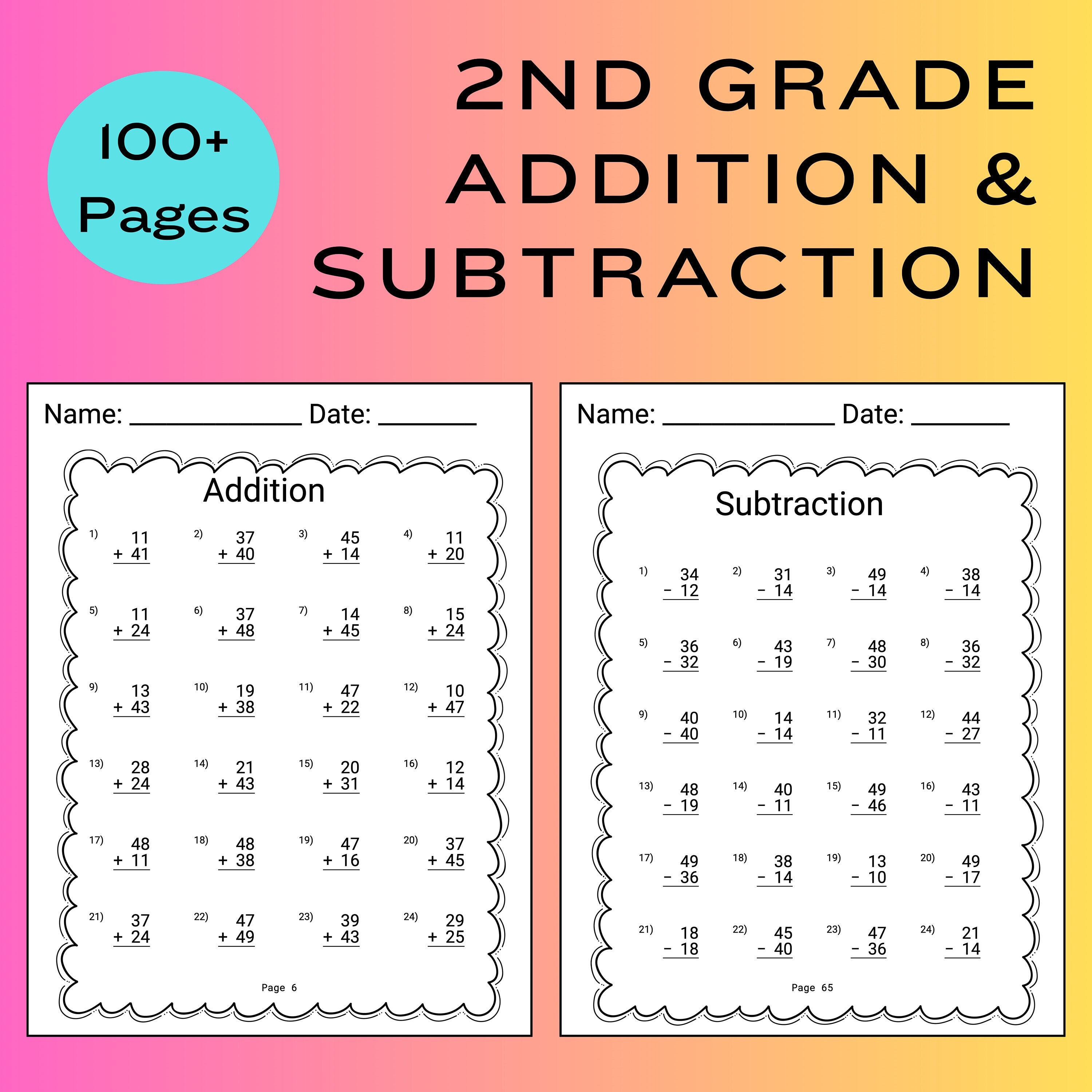 Subtraction Worksheets For 2nd Grade