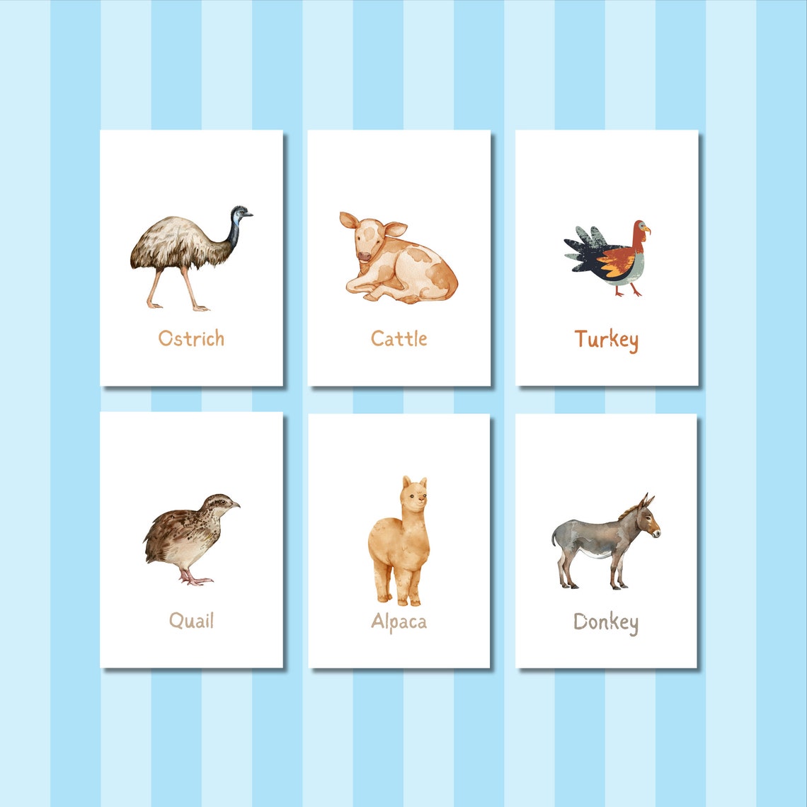 Preschool Card Farm Animal Instant Download Flashcard Printable ...