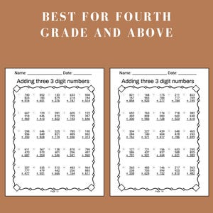 Grade 4 Addition Worksheet Math Fourth Grade Sheet Math Printable Homeschool Teacher Worksheet ...