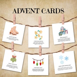 Printable Advent Calendar Kid Activity Card Editable Christmas ...