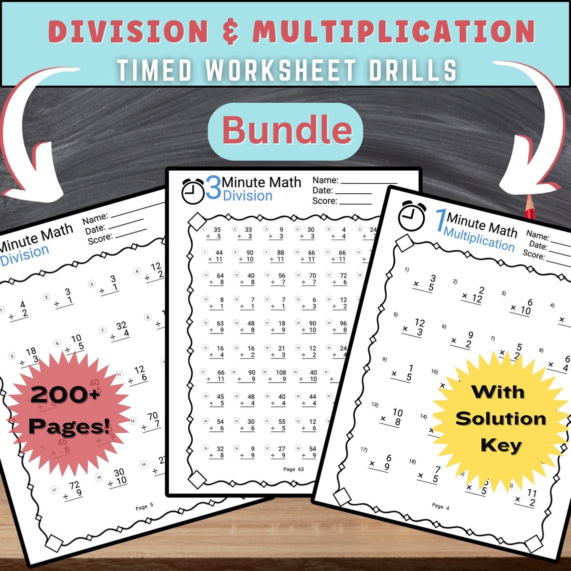 Multiplication Division Worksheet Math Drill Sheet Printable Division ...