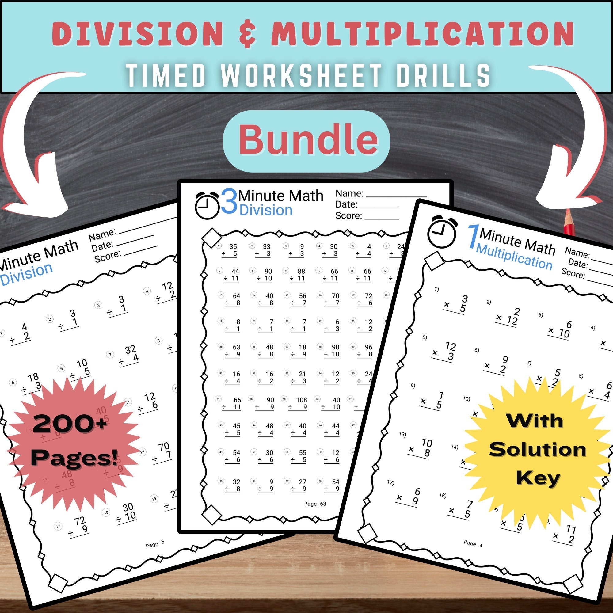 Multiplication Division Worksheet Math Drill Sheet Printable Division ...