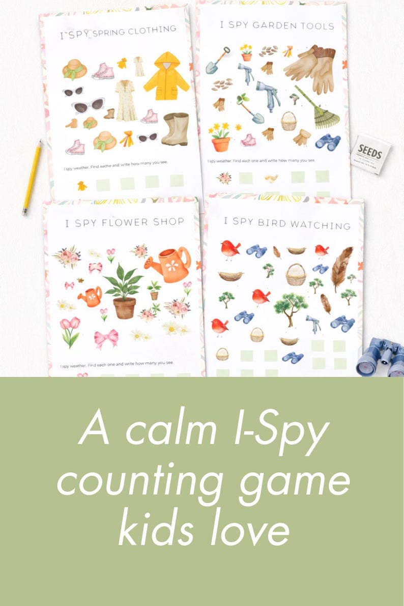 Spring I Spy Printable Game Learn to Count Spring Counting Activity I ...
