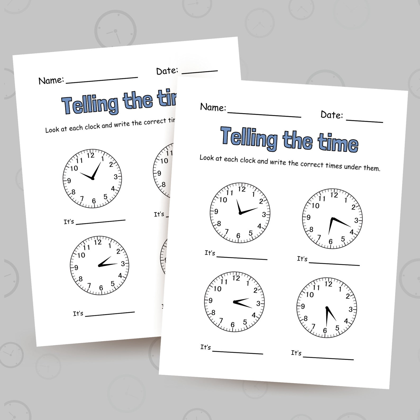 Time Telling Worksheet Printable Kid Clock Worksheet Kindergarten ...