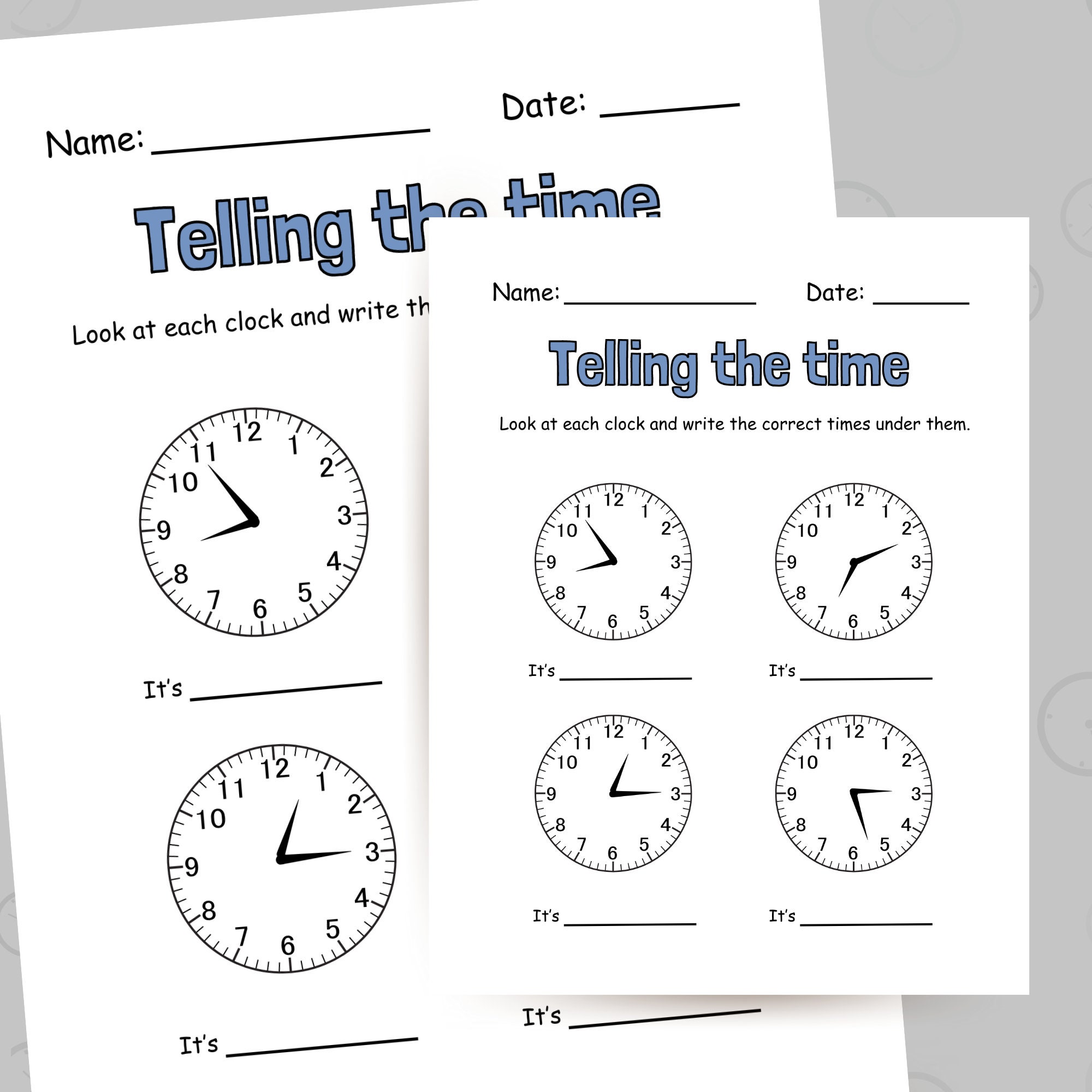 Time Telling Worksheet Printable Kid Clock Worksheet Kindergarten ...