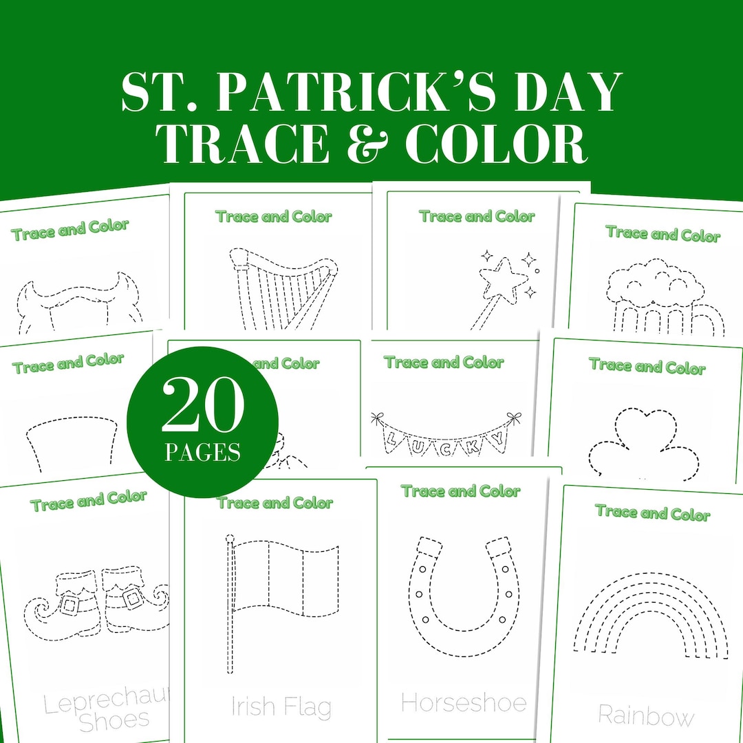 St. Patrick's Day Trace and Color Worksheets Shamrock Tracing Pages ...