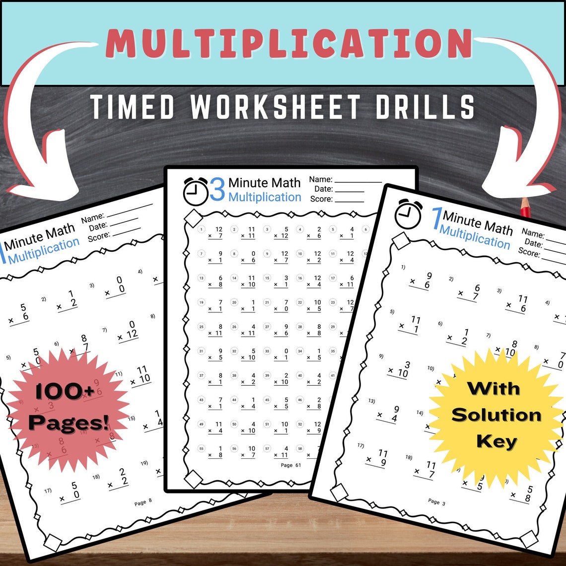 Multiplication Worksheet Timed Math Multiplication Table Homeschool ...