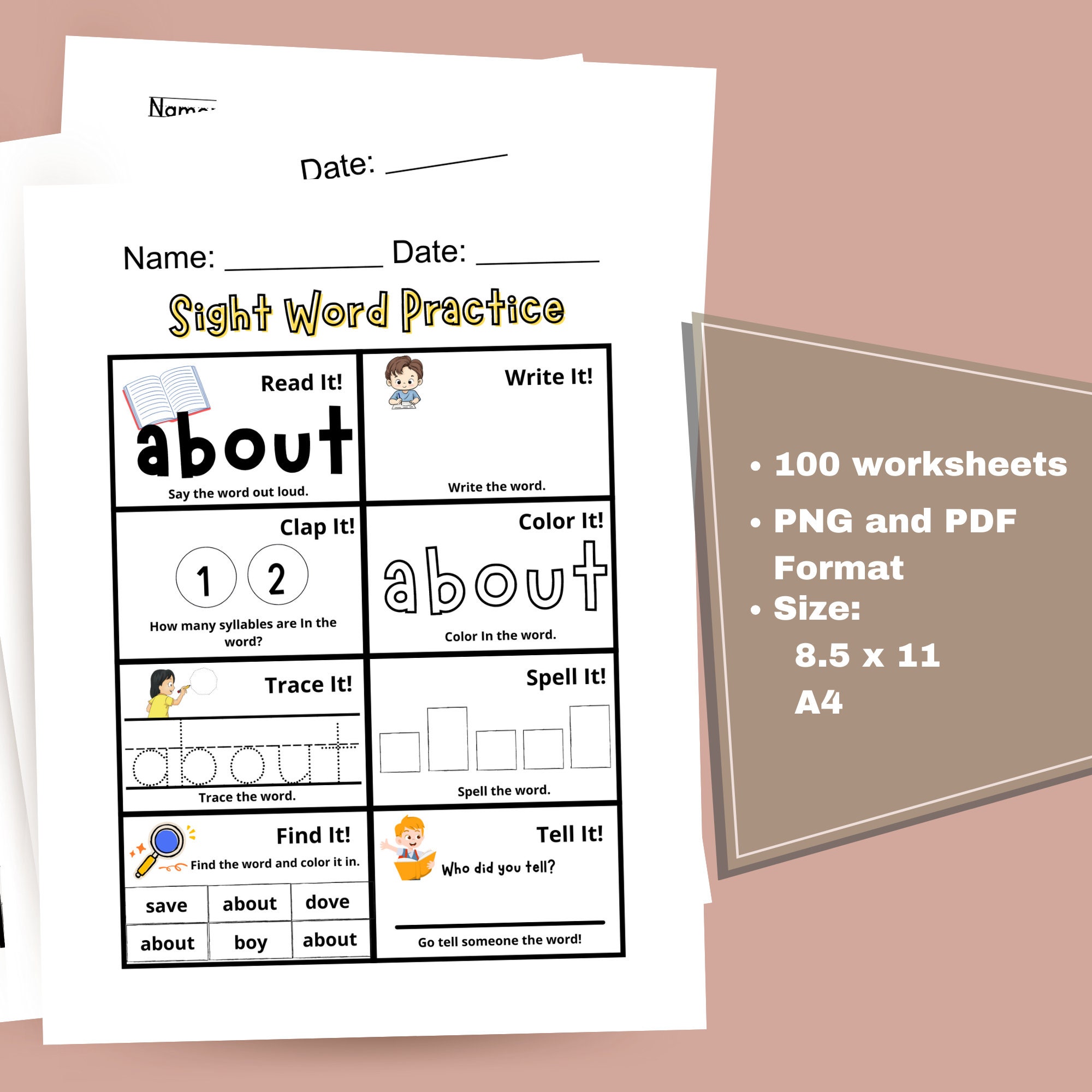 Printable Fry 1st Hundred Sight Word Worksheet Reading Kindergarten ...