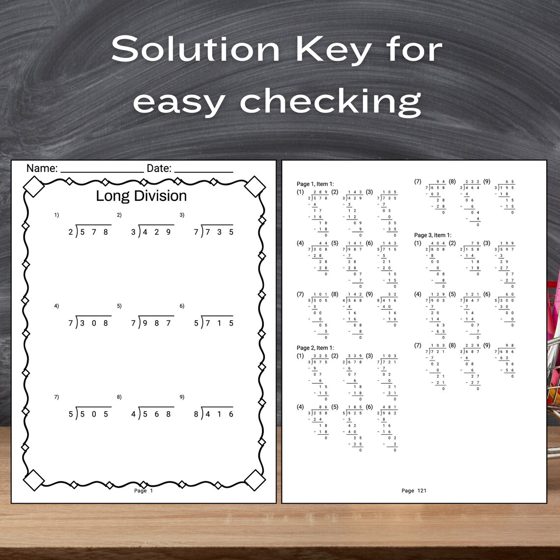 5th Grade Long Division Math Printable Homeschool Long Division Math ...