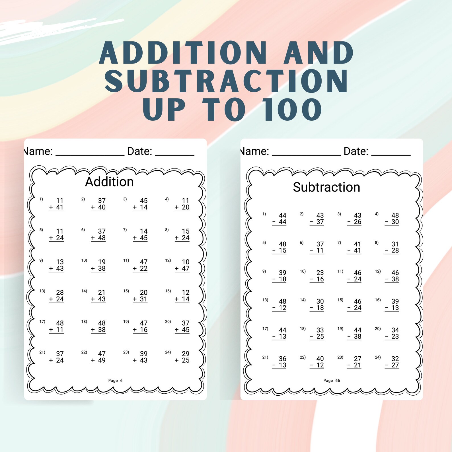 2nd Grade Math Sheet Printable Addition Subtraction Worksheet Math ...