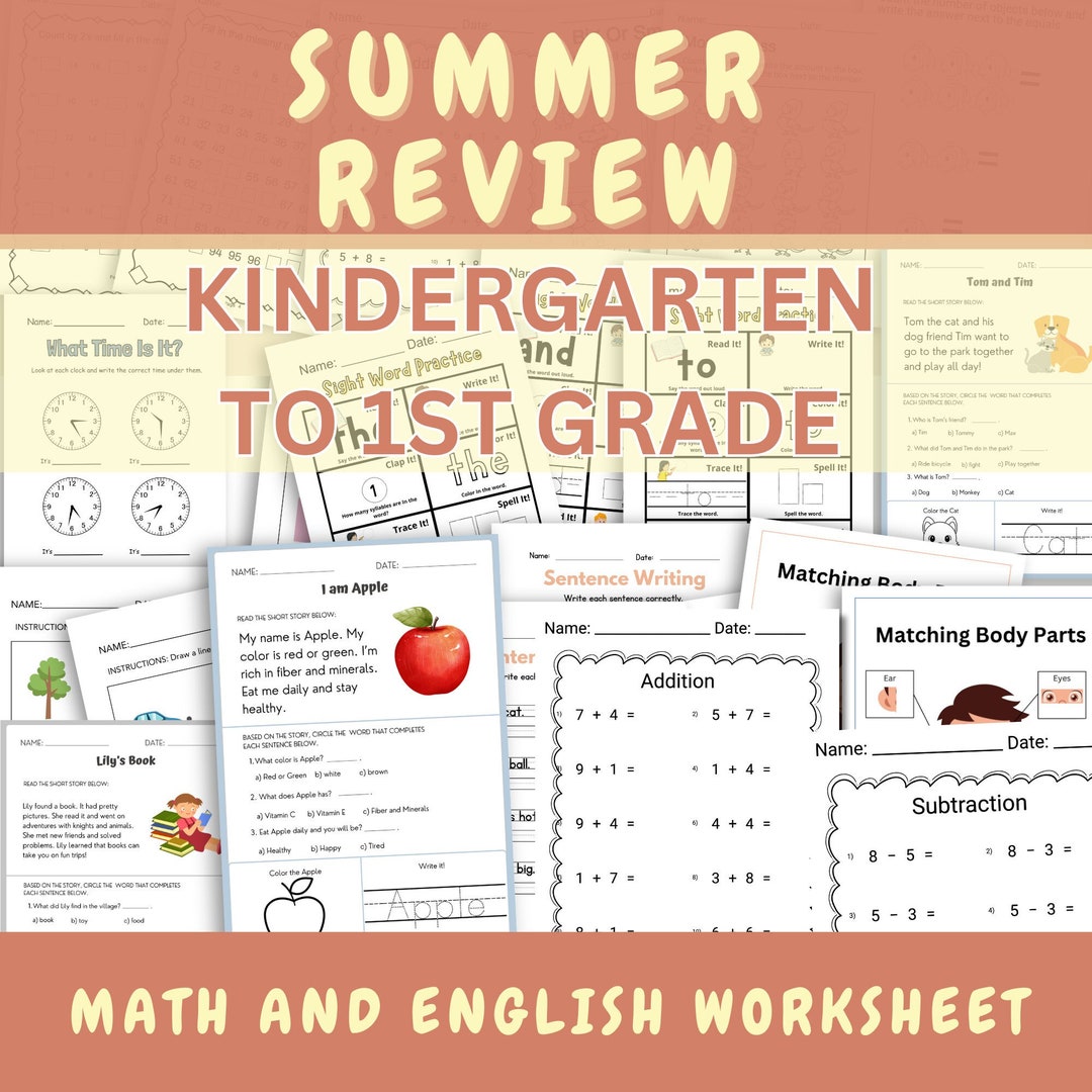 Kindergarten 1st Grade Summer Review Math Practice 1st Grade Summer ...