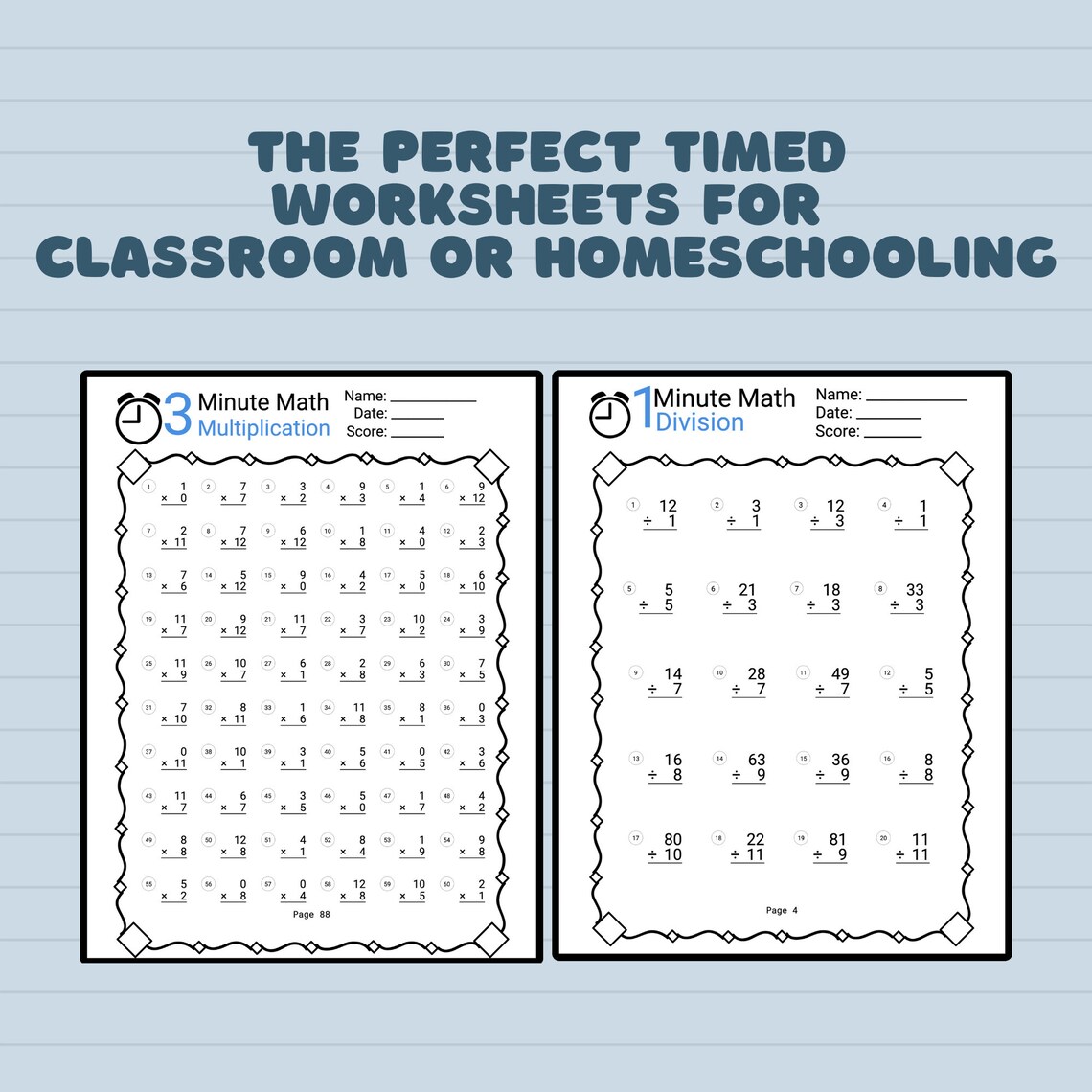 Multiplication Drill Worksheet Printable Kid Math Download Division ...