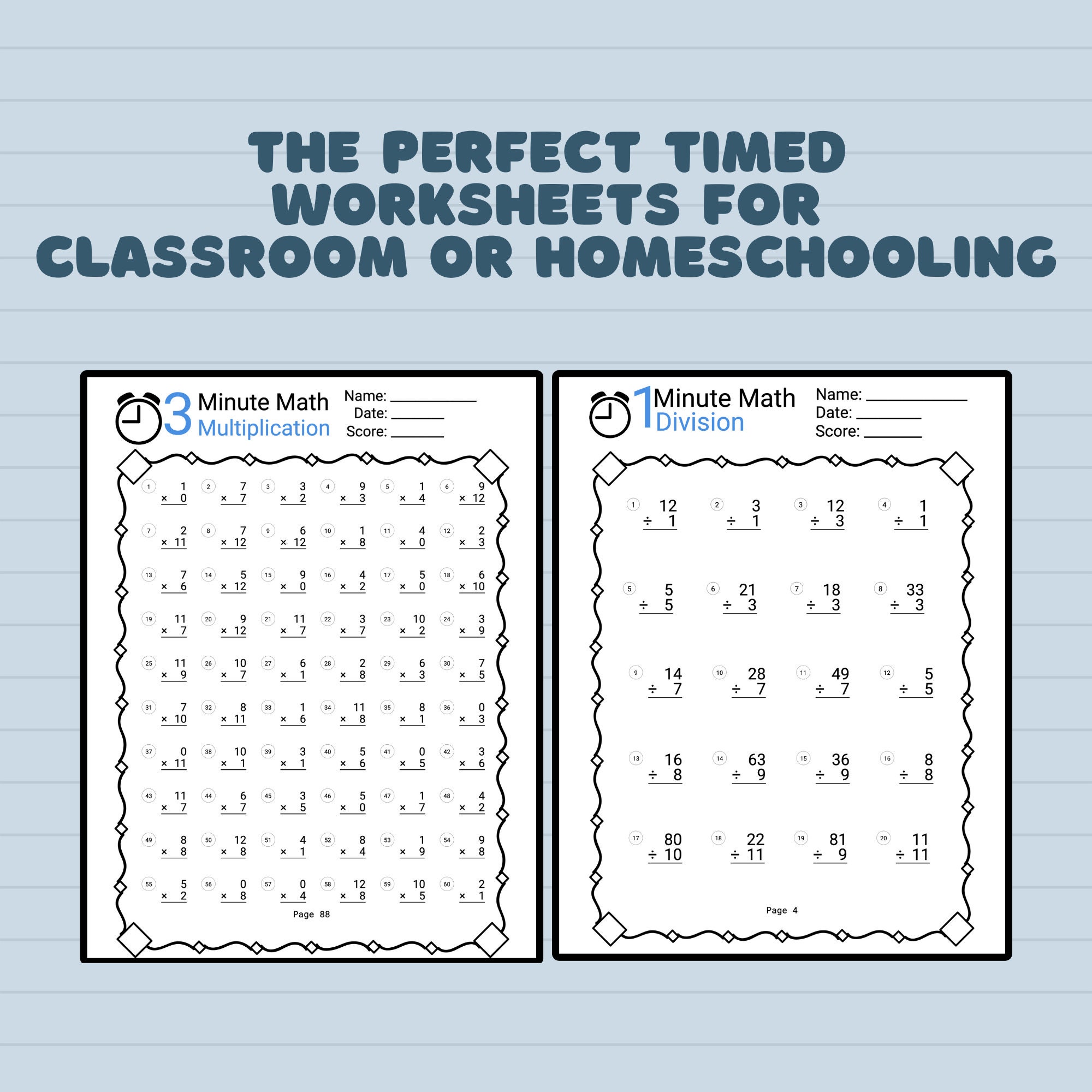 Multiplication Drill Worksheet Printable Kid Math Download Division ...