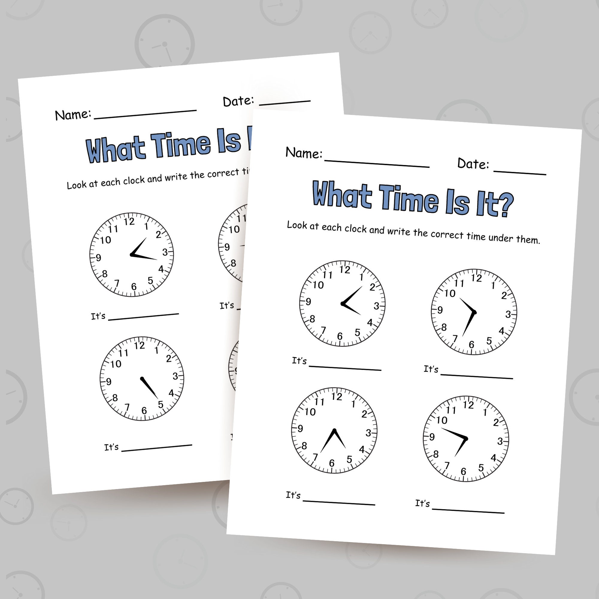 Clock Reading Exercise Kindergarten Time Telling Worksheet Printable ...
