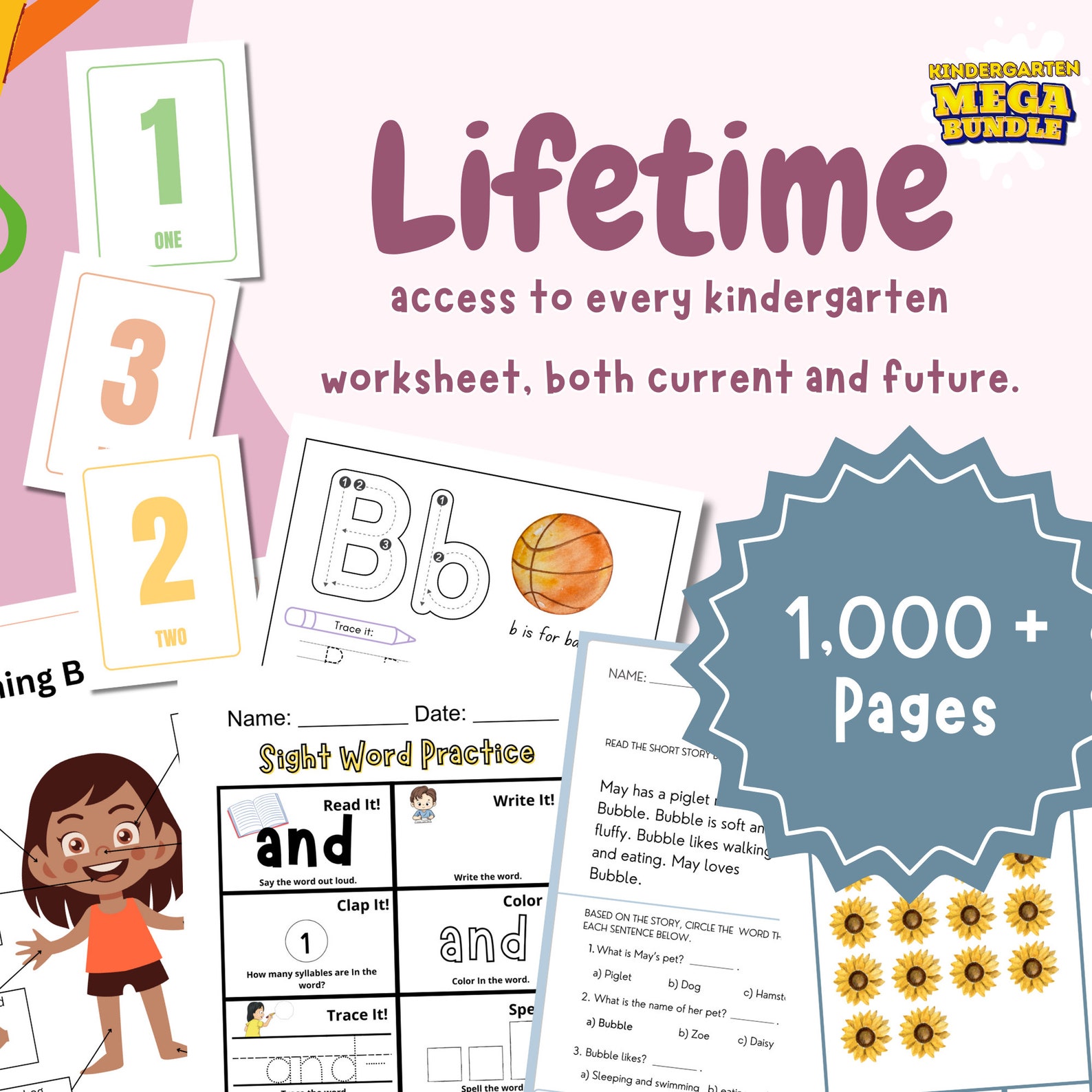 Preschool Curriculum Worksheet Bundle Activity Printable Fry 100 Sight ...