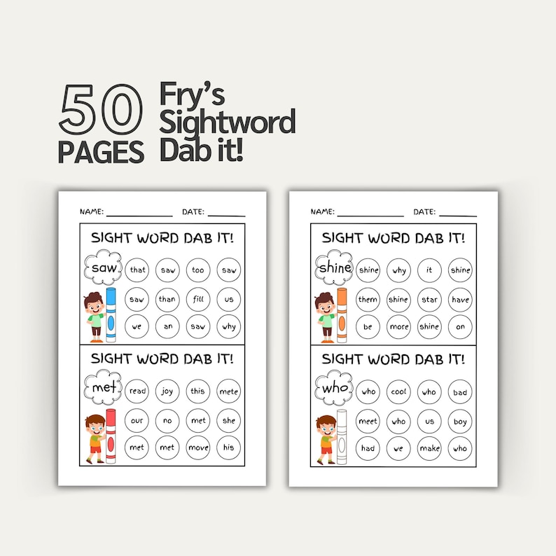 Fry First Hundred Sight Word Kindergarten Worksheet Preschool Sight ...
