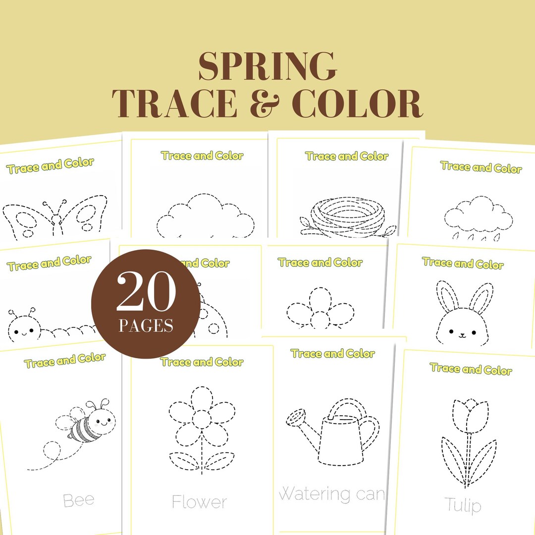 Spring Trace and Color Worksheets Tracing Worksheet Preschool Tracing ...