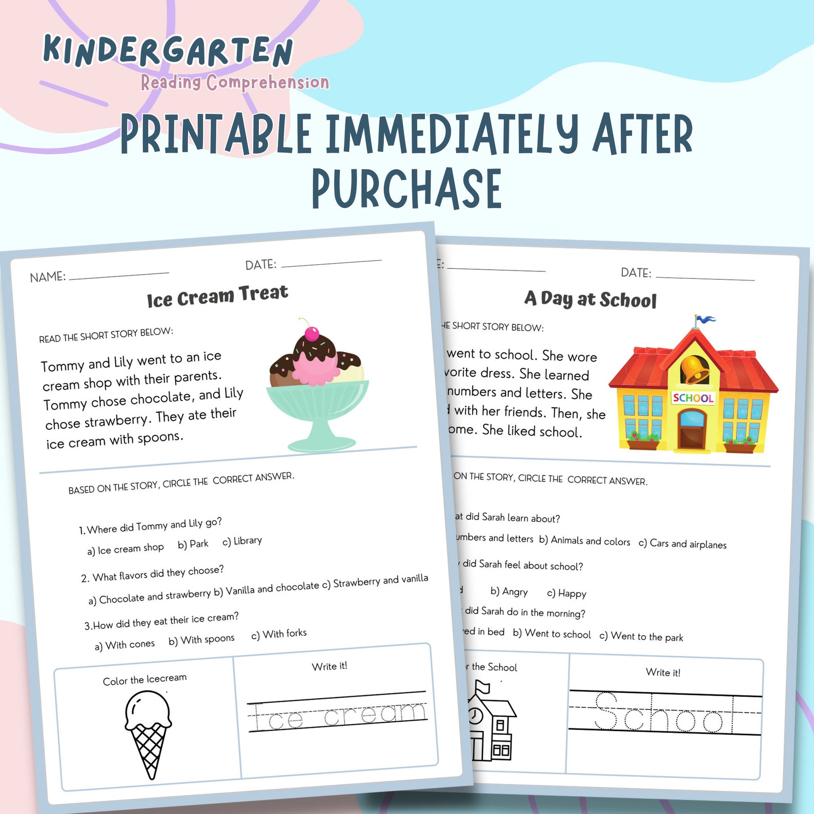 Kindergarten at Home Reading Worksheet Prek Early Reading Passage ...